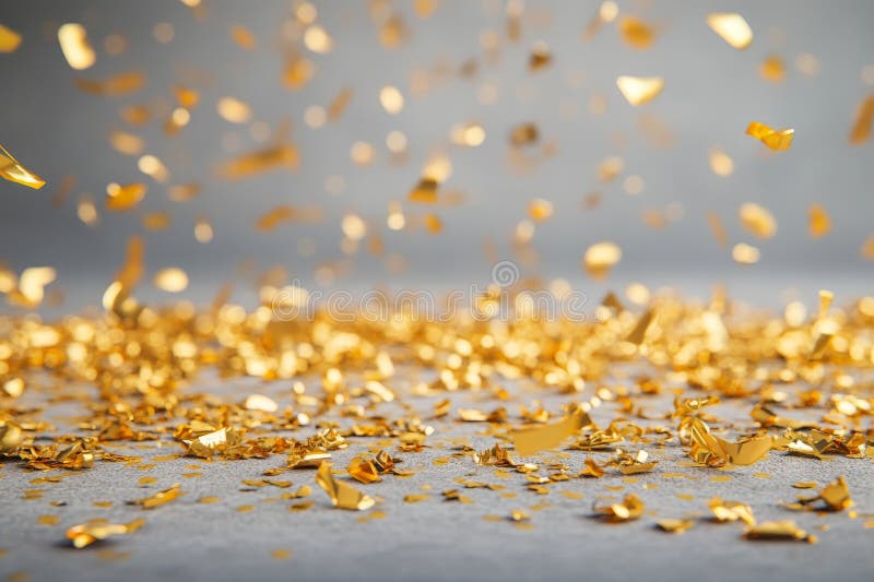 Shiny Golden Confetti Falling Down Stock Illustration - Illustration of ...