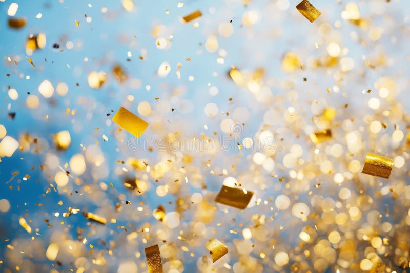 Shiny Golden Confetti Falling Down Stock Illustration - Illustration of ...