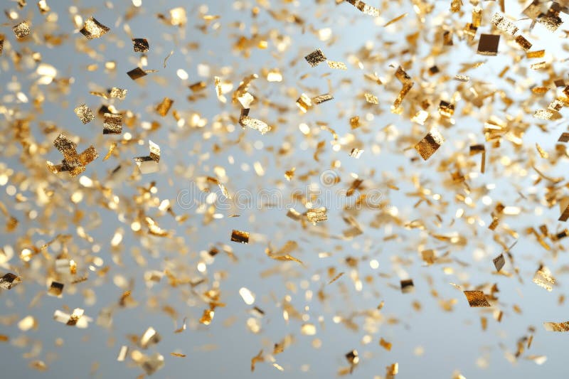 Shiny Golden Confetti Falling Down Stock Illustration - Illustration of ...