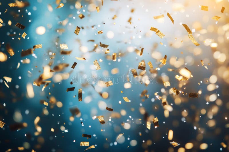 Shiny Golden Confetti Falling Down Stock Illustration - Illustration of ...