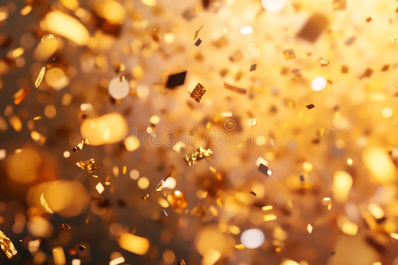 Shiny Golden Confetti Falling Down Stock Illustration - Illustration of ...