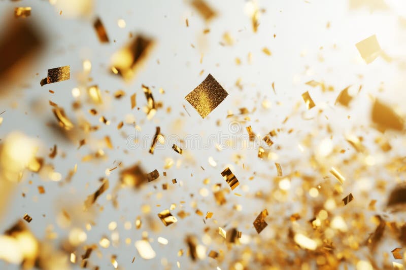 Shiny Golden Confetti Falling Down Stock Illustration - Illustration of ...