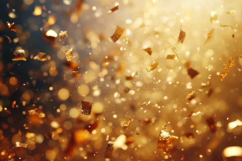 Shiny Golden Confetti Falling Down Stock Illustration - Illustration of ...