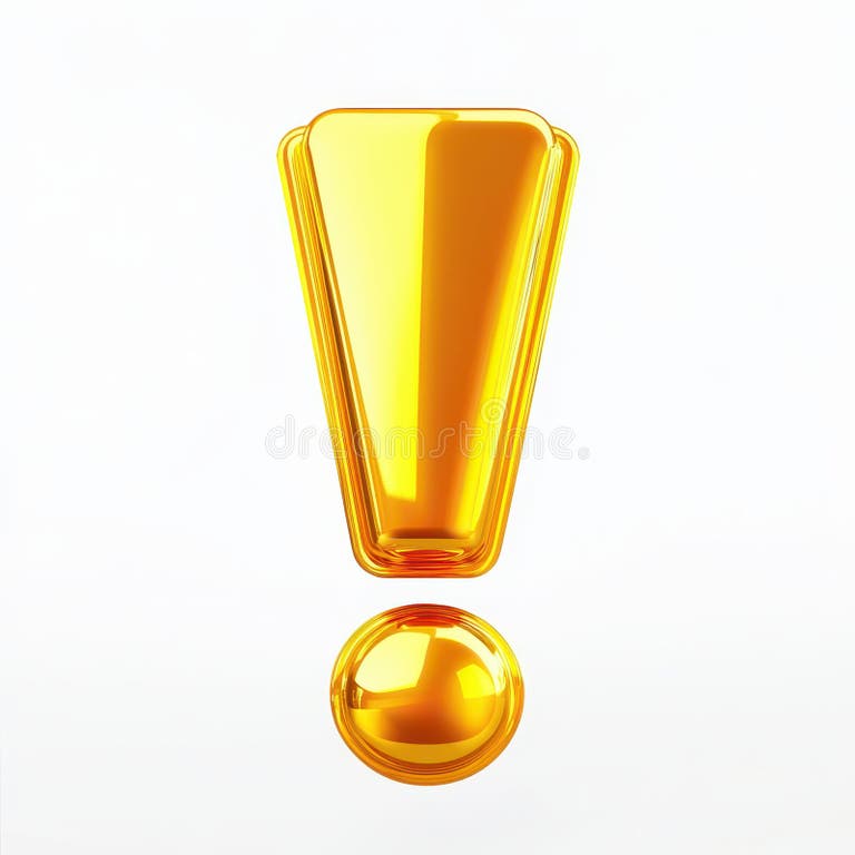 A Shiny Golden Exclamation Mark and Dot, Symbolizing Alertness or ...