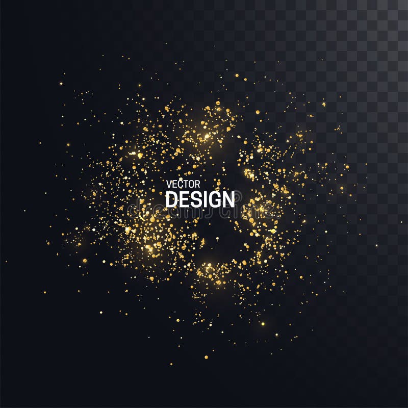 Shiny Golden Foil Glitters Isolated on Dark Transparent Background ...