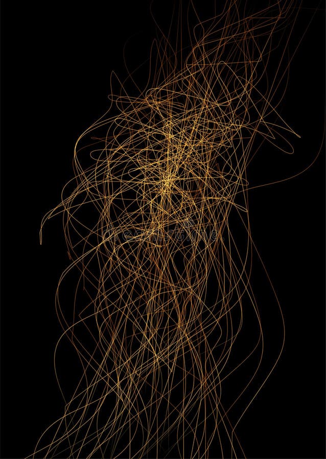 Shiny Golden Glowing Refracted Wavy Lines Abstract Background Stock ...