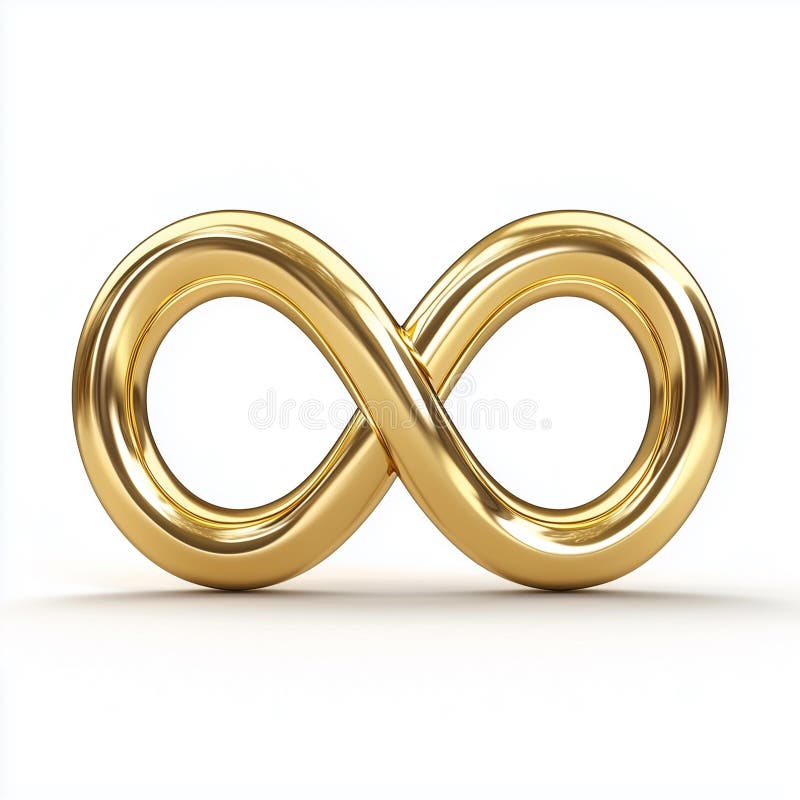 Shiny Golden Infinity Symbol on a Clean White Background Stock ...