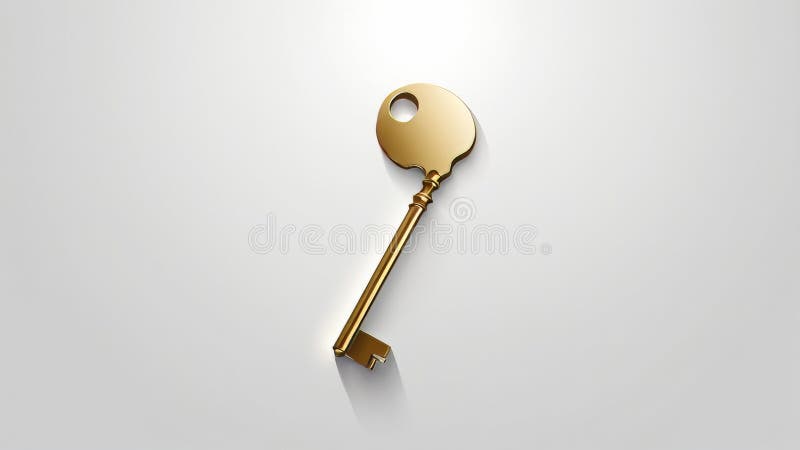 A Shiny Golden Key on a White Background Stock Illustration ...