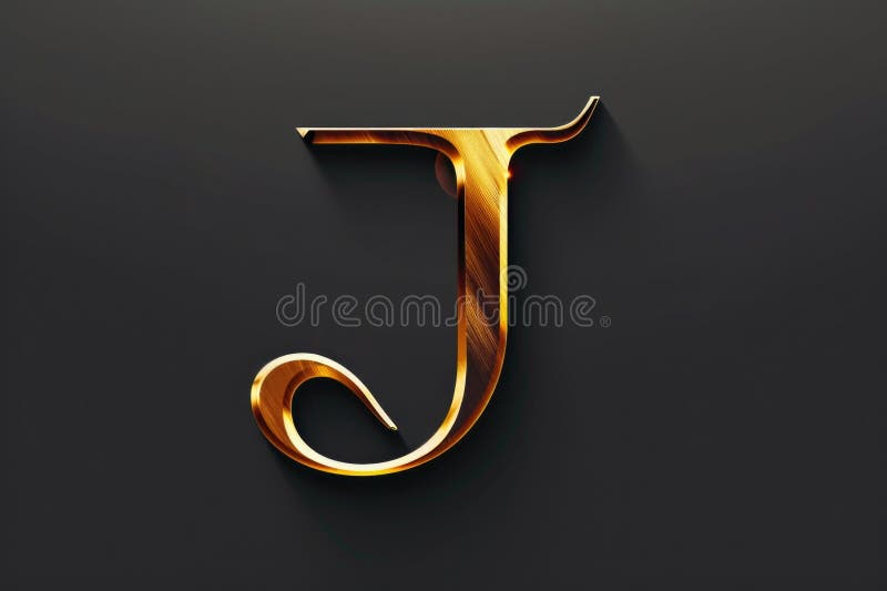 A Shiny Golden Letter J on a Sleek Black Background. Ideal for Graphic ...