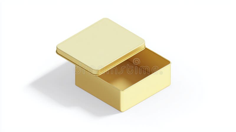 Shiny Golden Metal Tin Box with Open Lid Stock Illustration ...