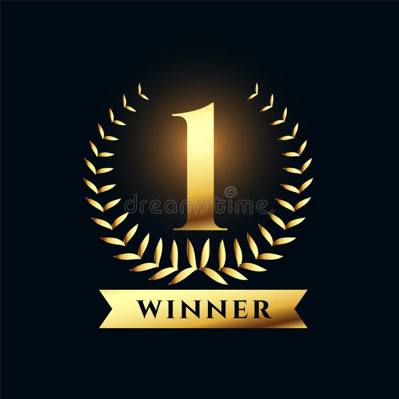 Shiny and Golden Number One Winner Symbol with Laurel Design Stock ...
