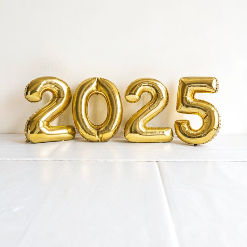 Shiny Golden Numbers 2025 Isolated on Transparent Background Stock ...