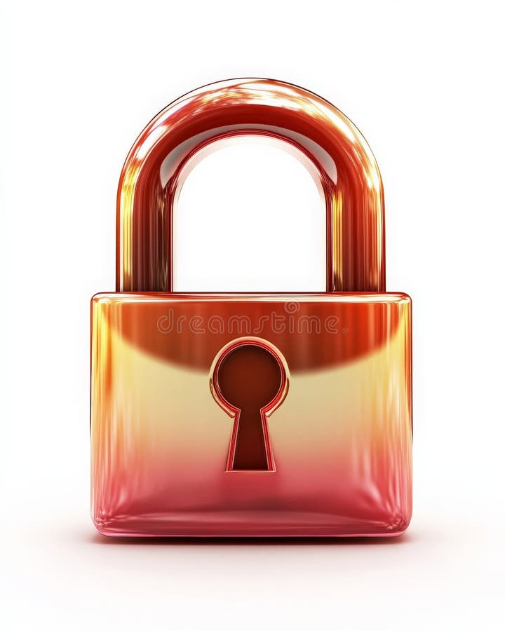 A Shiny Golden Padlock with a Keyhole, Reflecting Light, Against a ...