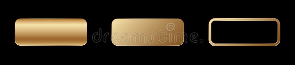 Shiny Golden Rectangle Buttons in Various Design Styles for Digital ...