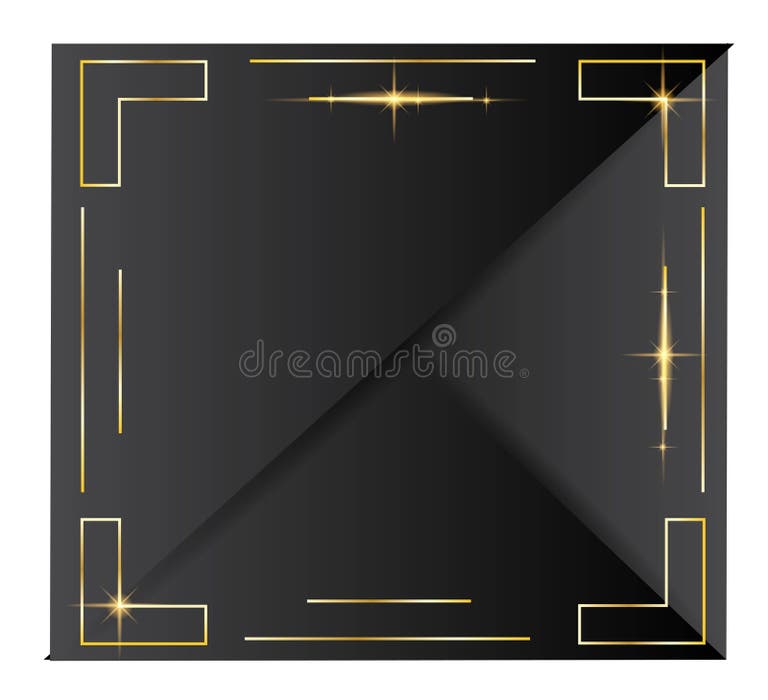 Shiny Golden Rectangles and Lines Frame on Black Stock Vector ...