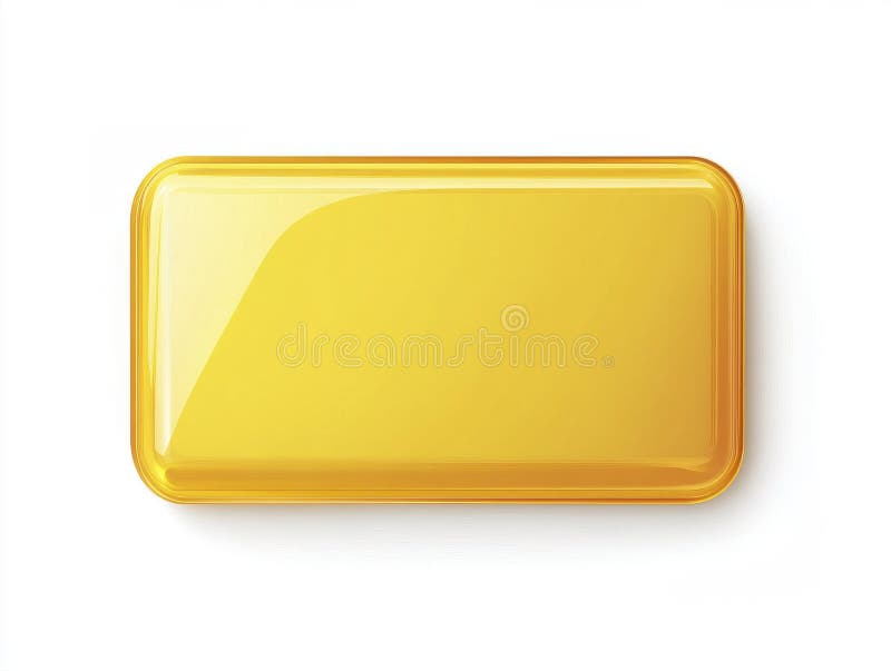 Shiny Golden Rectangular Button on White Background Stock Illustration ...