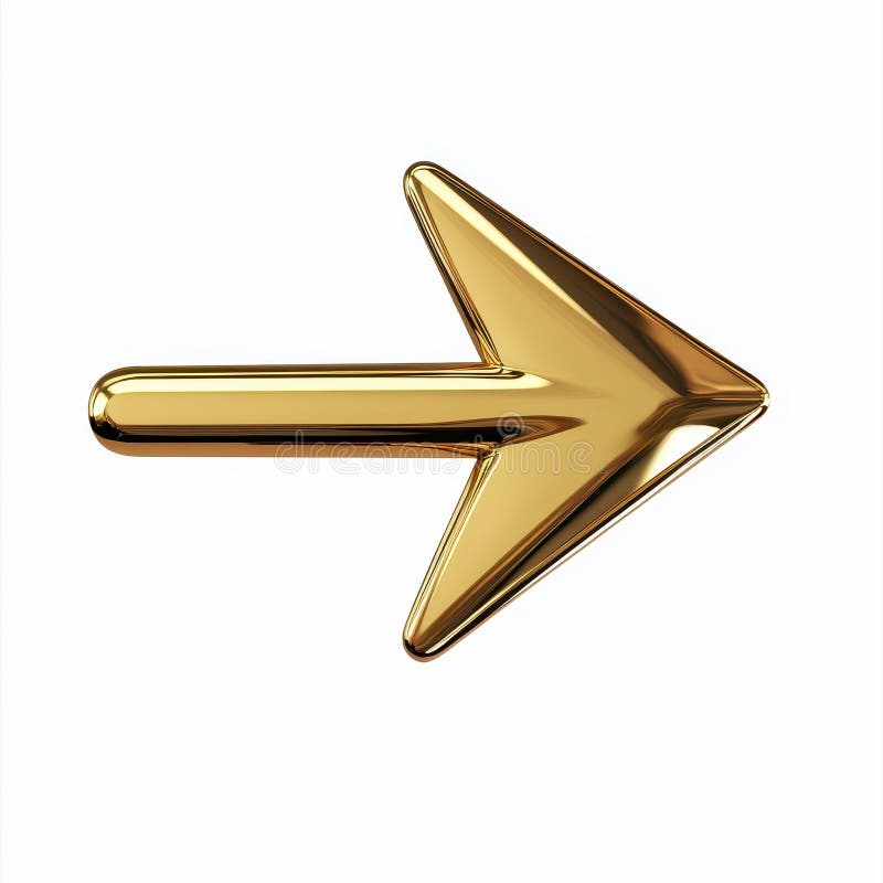 A Shiny Golden Right Arrow Symbol, Indicating Direction or Movement ...