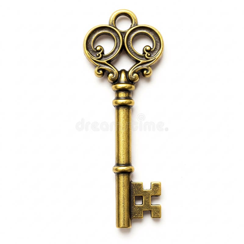 Shiny Golden Skeleton Key Lying on a White Stock Illustration ...