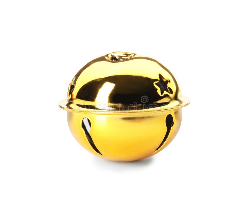 Shiny Golden Sleigh Bell Isolated on White Stock Image - Image of sound ...