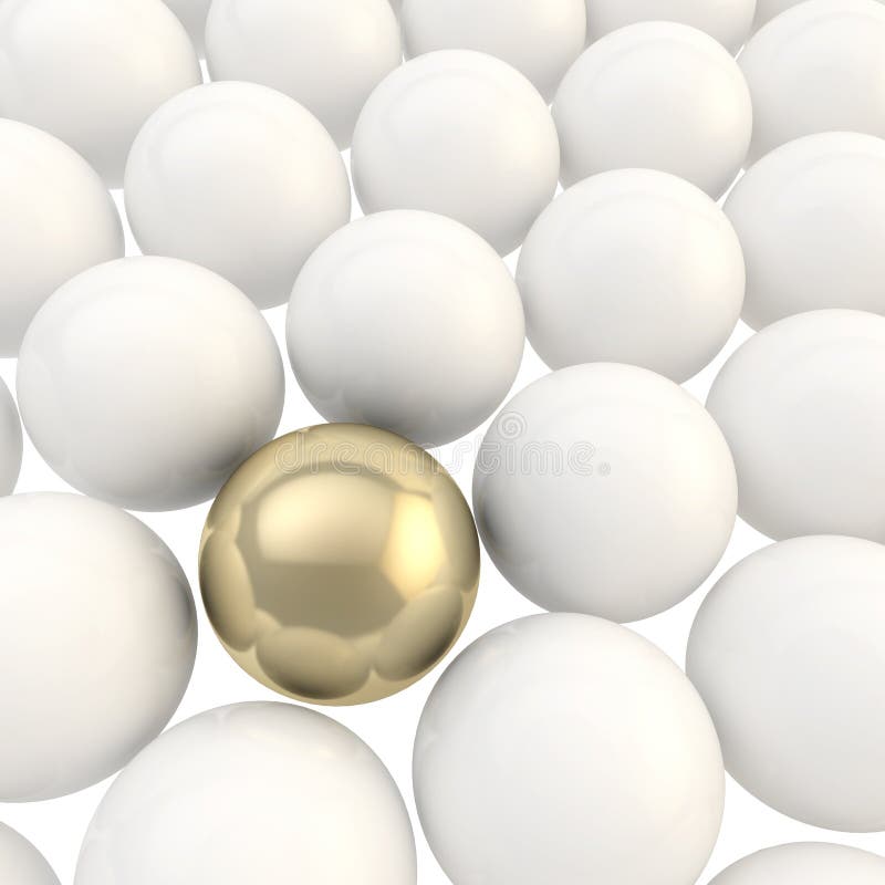 Shiny Golden Sphere Surrounded with White Spheres Stock Illustration ...