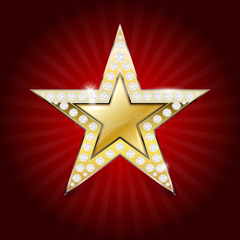 Shiny Golden Star with Diamonds Stock Vector - Illustration of ...