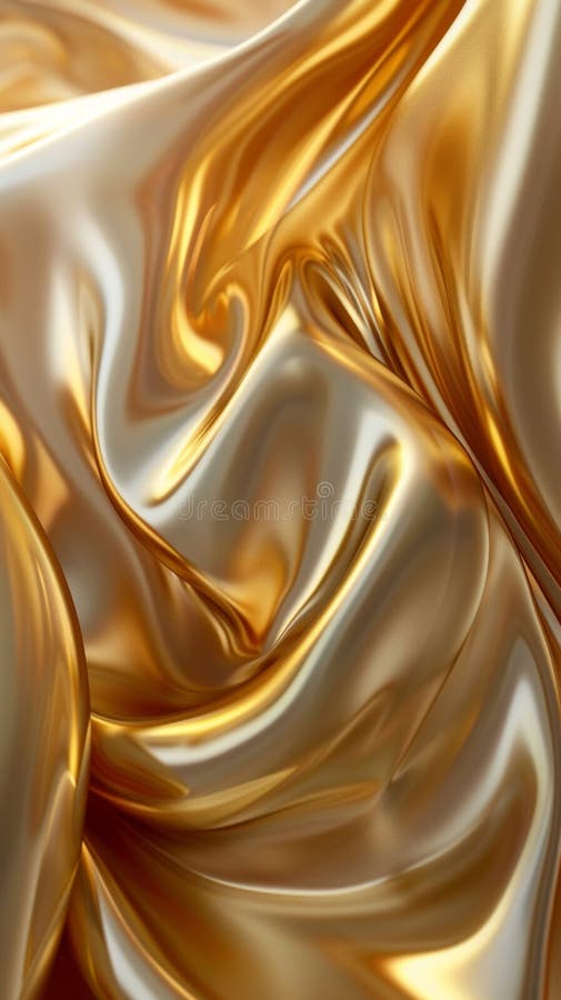 A Smooth, Shiny Golden Texture Drapes Elegantly, Reflecting Light and ...