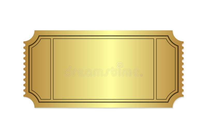 Shiny Golden Ticket with Decorative Borders Stock Vector - Illustration ...