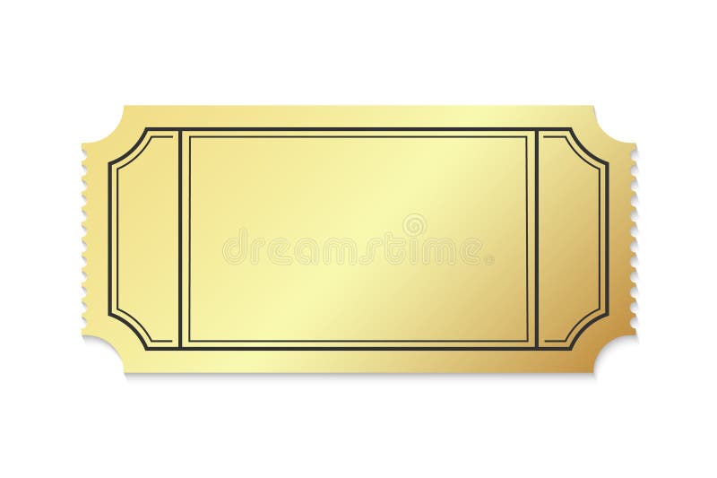 Shiny Golden Ticket with Decorative Borders Stock Image - Image of ...