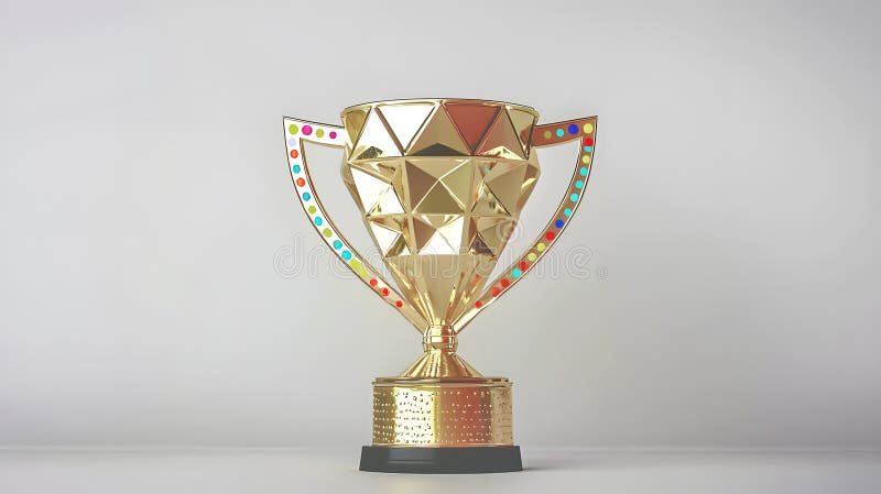 Shiny Golden Trophy with Colorful Accents Stock Illustration ...
