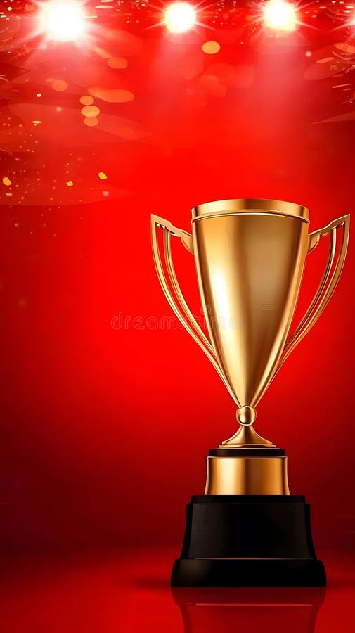 Shiny Golden Trophy on a Red Background Stock Illustration ...