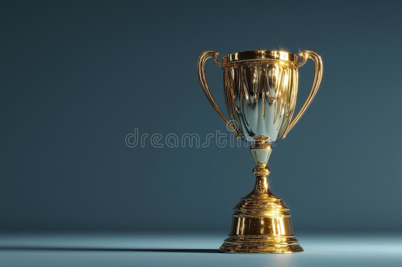 Shiny Golden Trophy Sits Smooth Surface Clean Minimalist Environment ...