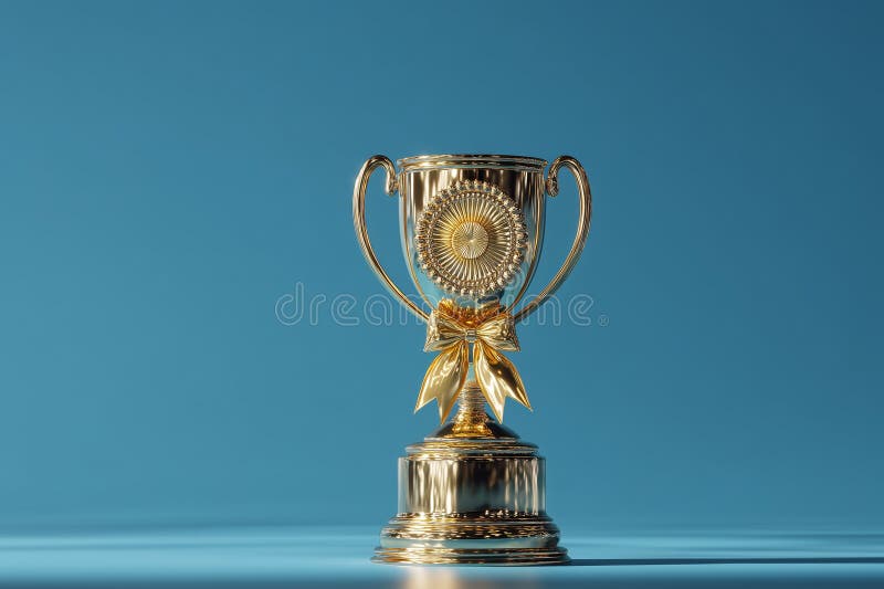 Shiny Golden Trophy Sits on a Smooth Surface in a Clean, Minimalist ...