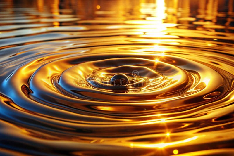 Shiny Golden Water Flow Background. Water Texture. Abstract Shiny Gold ...