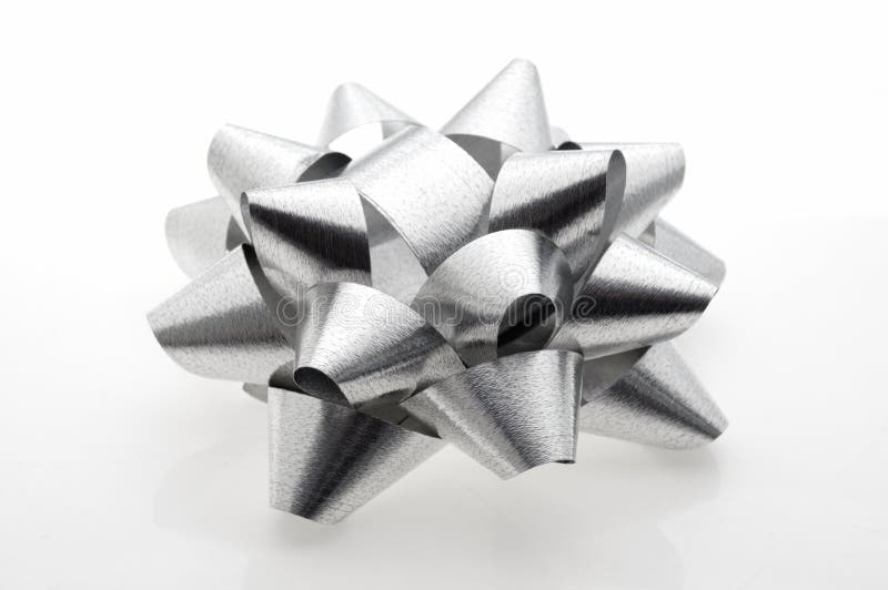 Shiny Gray Paper Ribbon Gift Bow Stock Photo - Image of beautiful ...