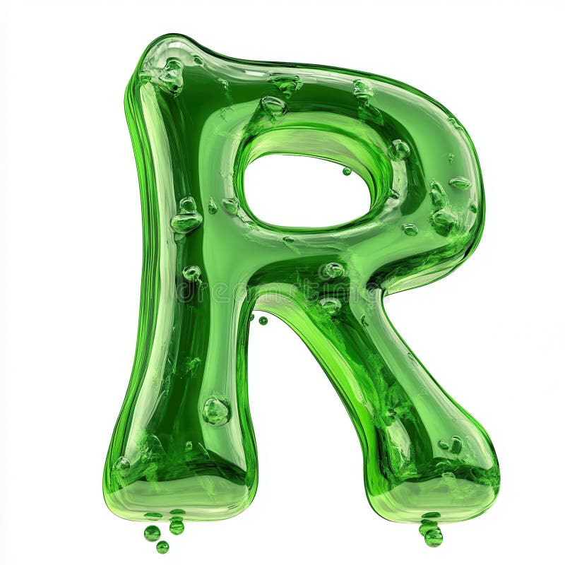 A Shiny, Green, Bubbly Letter "R" with a Glossy Finish Stock ...
