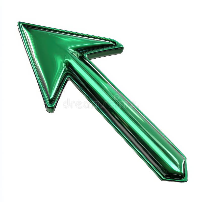A Shiny Green 3D Arrow Pointing Upwards, Symbolizing Direction or ...
