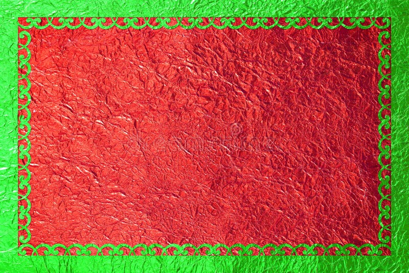 Shiny Green Frame with a Pattern on the Red Foil Background. Stock ...