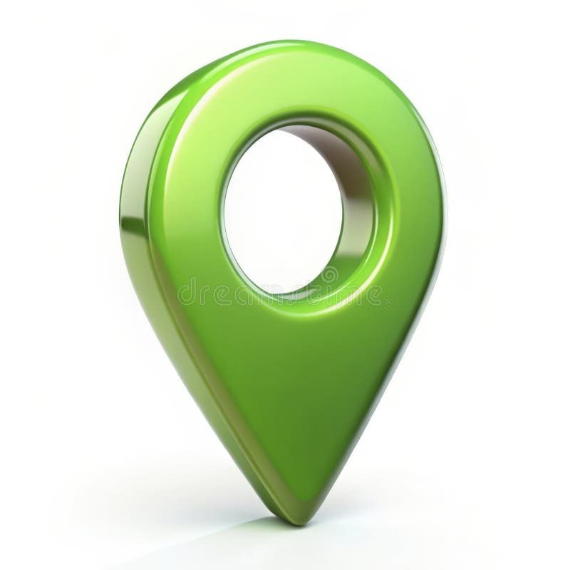 Shiny Green Map Pointer Standing on White Background, Indicating ...