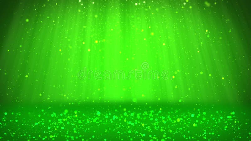 Shiny Green Particles or Glitters Fall and Settle on the Rotating ...