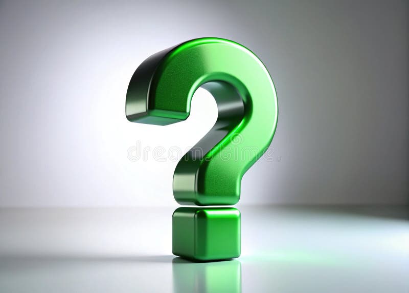 A Shiny Green Question Mark Minimalist Visual Symbol of Inquiry ...