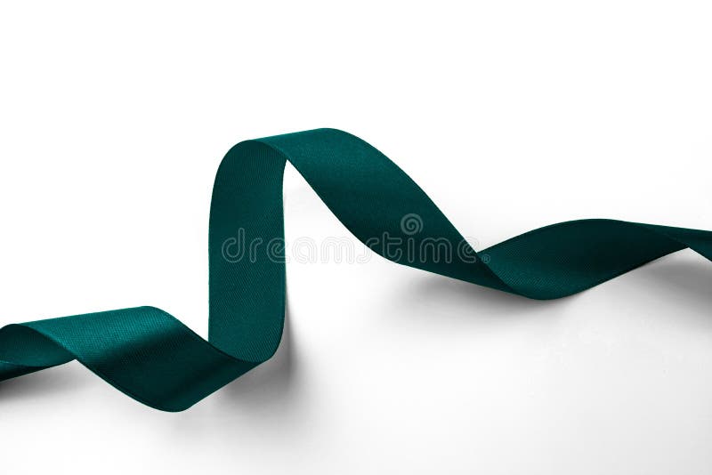 Shiny Green Ribbon on White Background with Copy Space Stock Photo ...