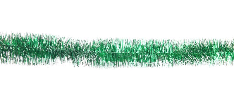 Shiny Green Tinsel Isolated on White. Christmas Decoration Stock Photo ...