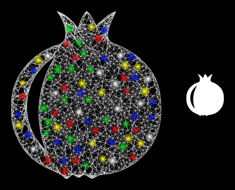 Shiny Hatched Mesh Pomegranate Fruit Icon Stock Vector - Illustration ...