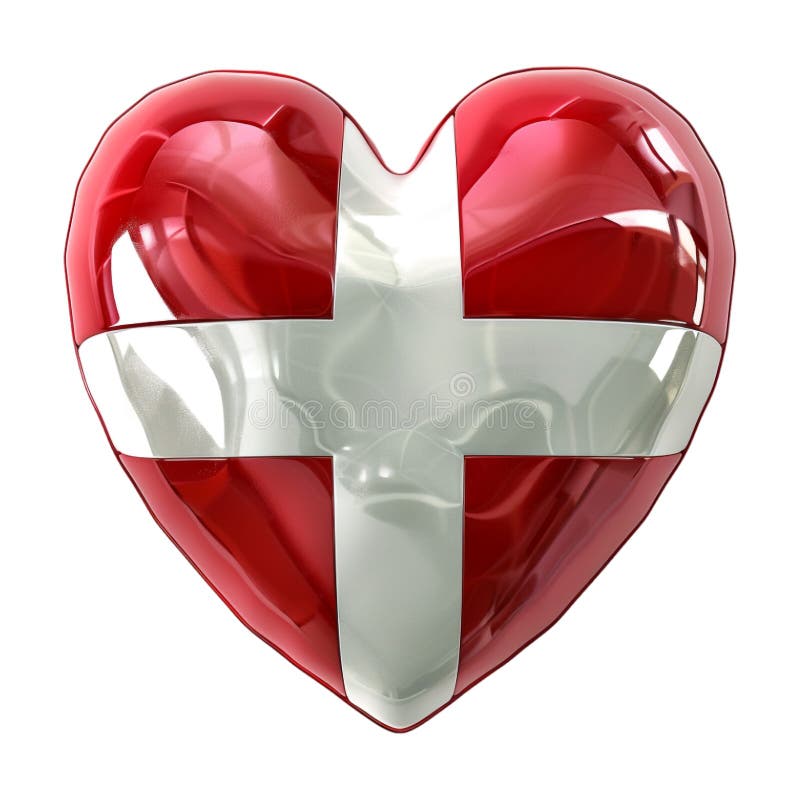 Shiny Heart with Denmark Flag on it on Transparent Background - Ai ...