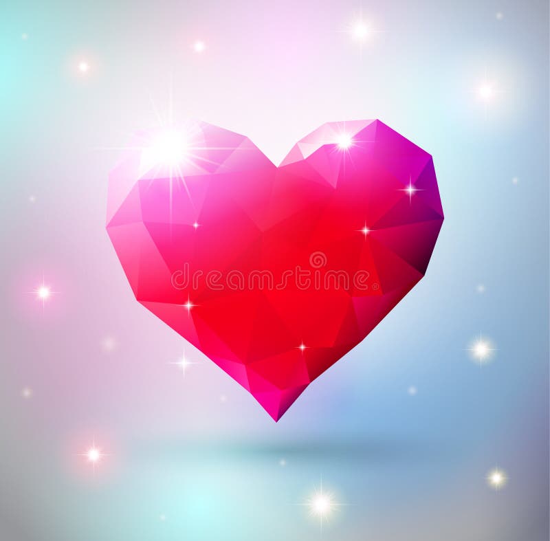 Shiny heart gem symbol stock vector. Illustration of polygon - 49282375