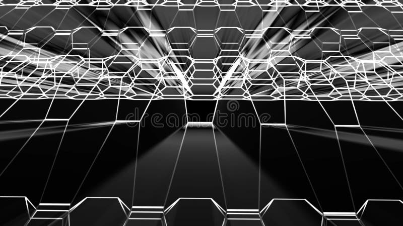 Shiny Hexagonal Grid Net Waving Field Landscape Seamless Loop Drawing Motion Graphics Animation ...