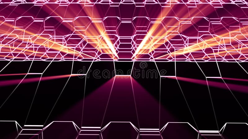 Shiny Hexagonal Grid Net Waving Field Landscape Seamless Loop Drawing