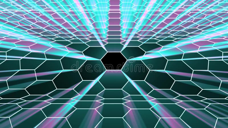 Hexagonal Grid Net Waving Field Landscape Seamless Loop Drawing Motion ...