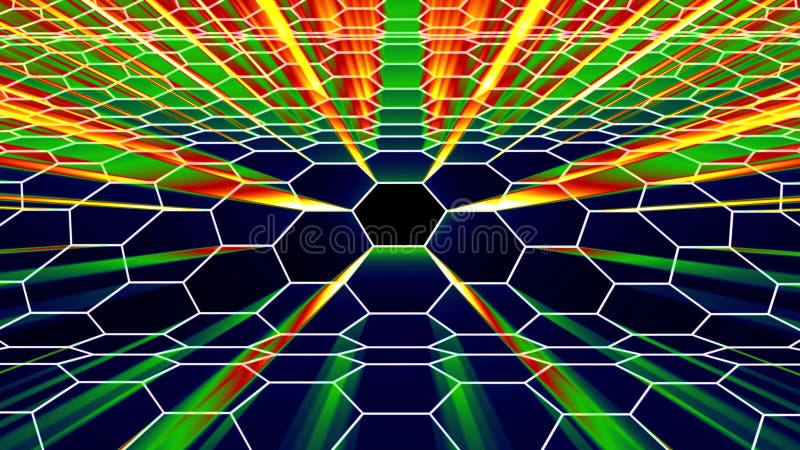 Shiny Hexagonal Grid Net Waving Field Landscape Seamless Loop Drawing