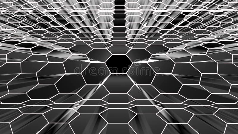 Hexagonal Grid Net Waving Field Landscape Seamless Loop Drawing Motion Graphics Animation ...